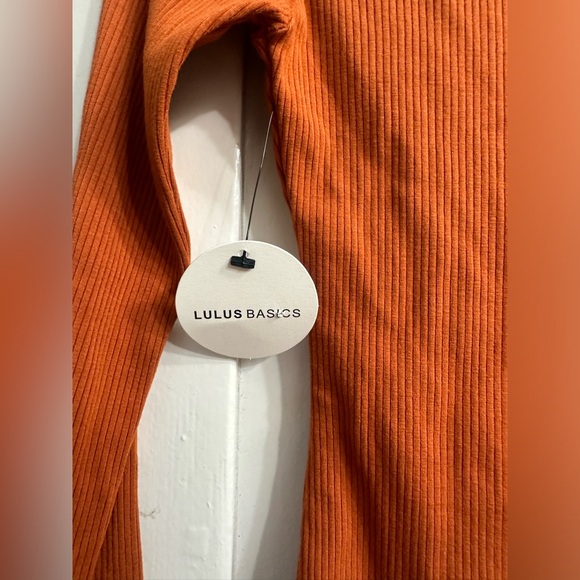 Lulus | Tops | Wilde Rust Orange Ribbed Long Sleeve Mock Neck Bodysuit ...